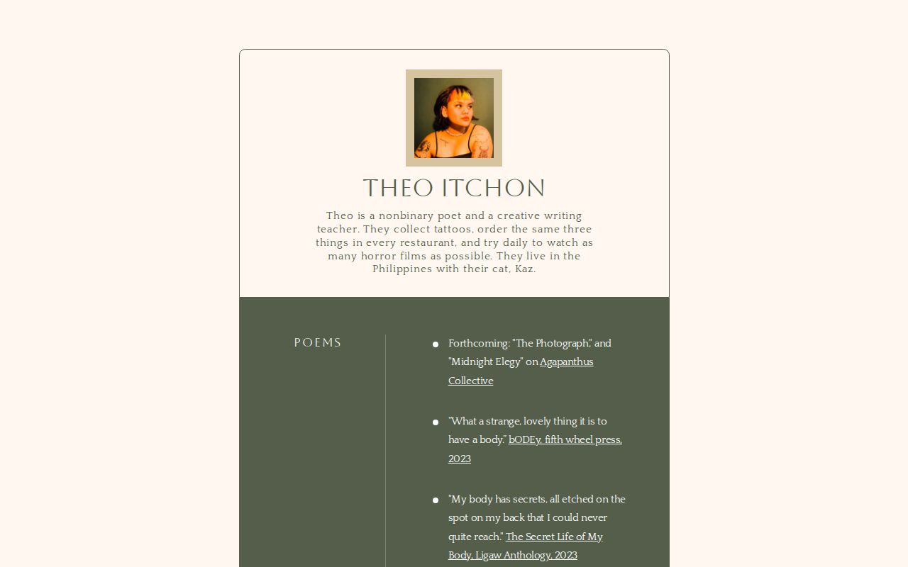 Theo Itchon | Poems & Essays